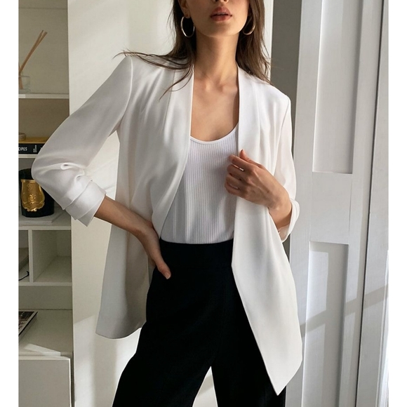 Aritzia | Jackets & Coats | Babaton Atelier Power Hip Blazer White Open ...
